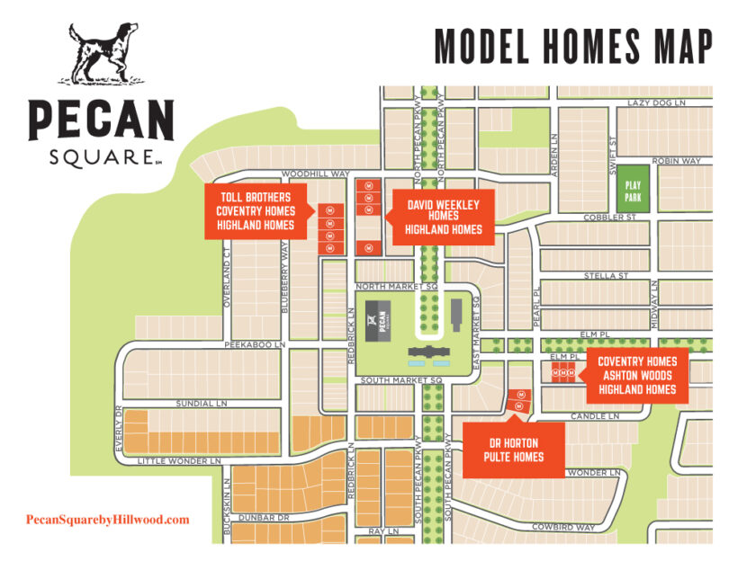View a Map of Model Homes at Pecan Square