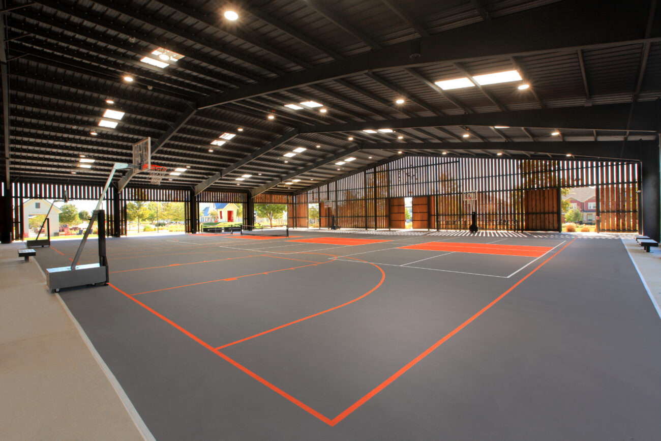 The Arena has a Pavilion, Park, Grills & Sports Courts